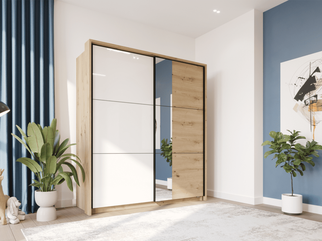 Klizni plakar Beta 220 belo/ogledalo/artisan - Vitorog promet ...